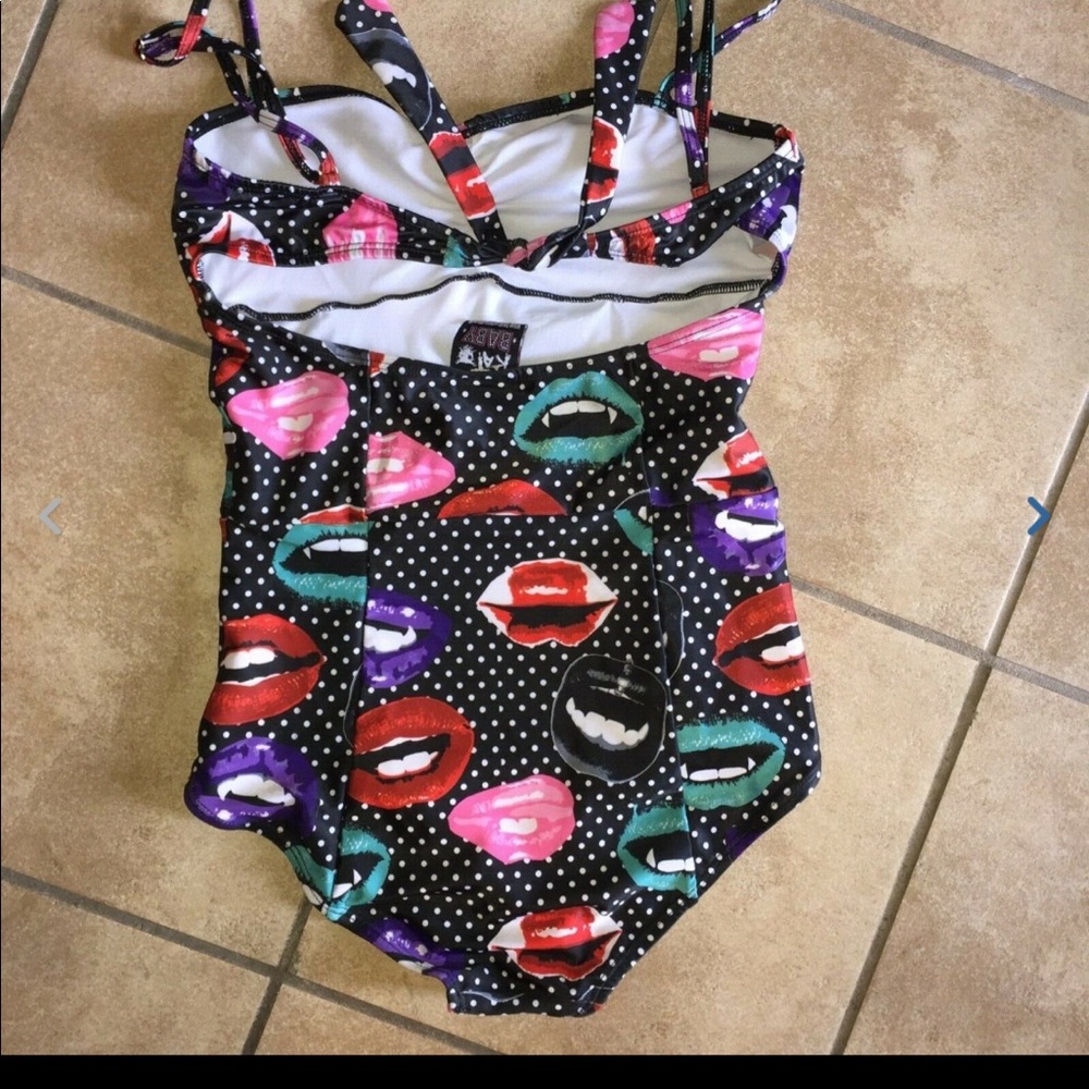 Rat Baby Vampire Lips One Piece Swim Suit Small - Gem